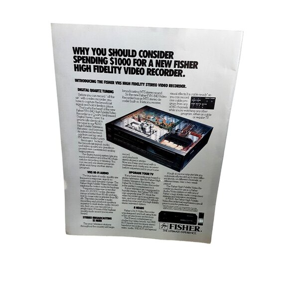 Wall Decor | 1985 Fisher High Fidelity Vhs Video Recorder Original ...